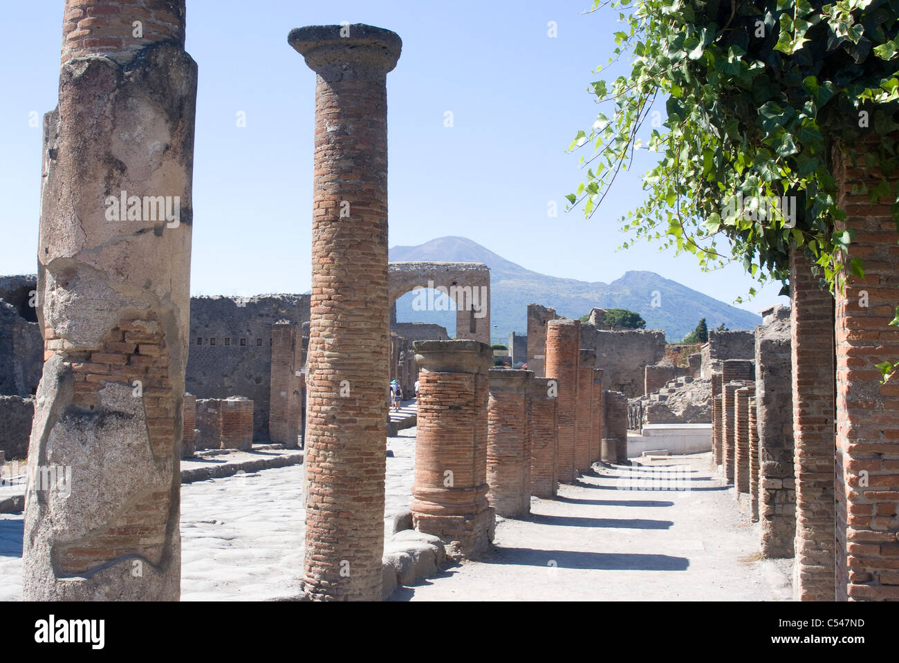 The remains of a street at the ancient ruins of the Roman city of ...