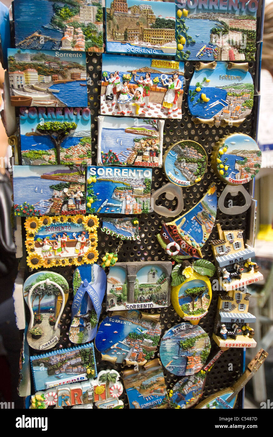 Tourist items and souvenirs for sale, Sorrento, Campania, Italy Stock ...