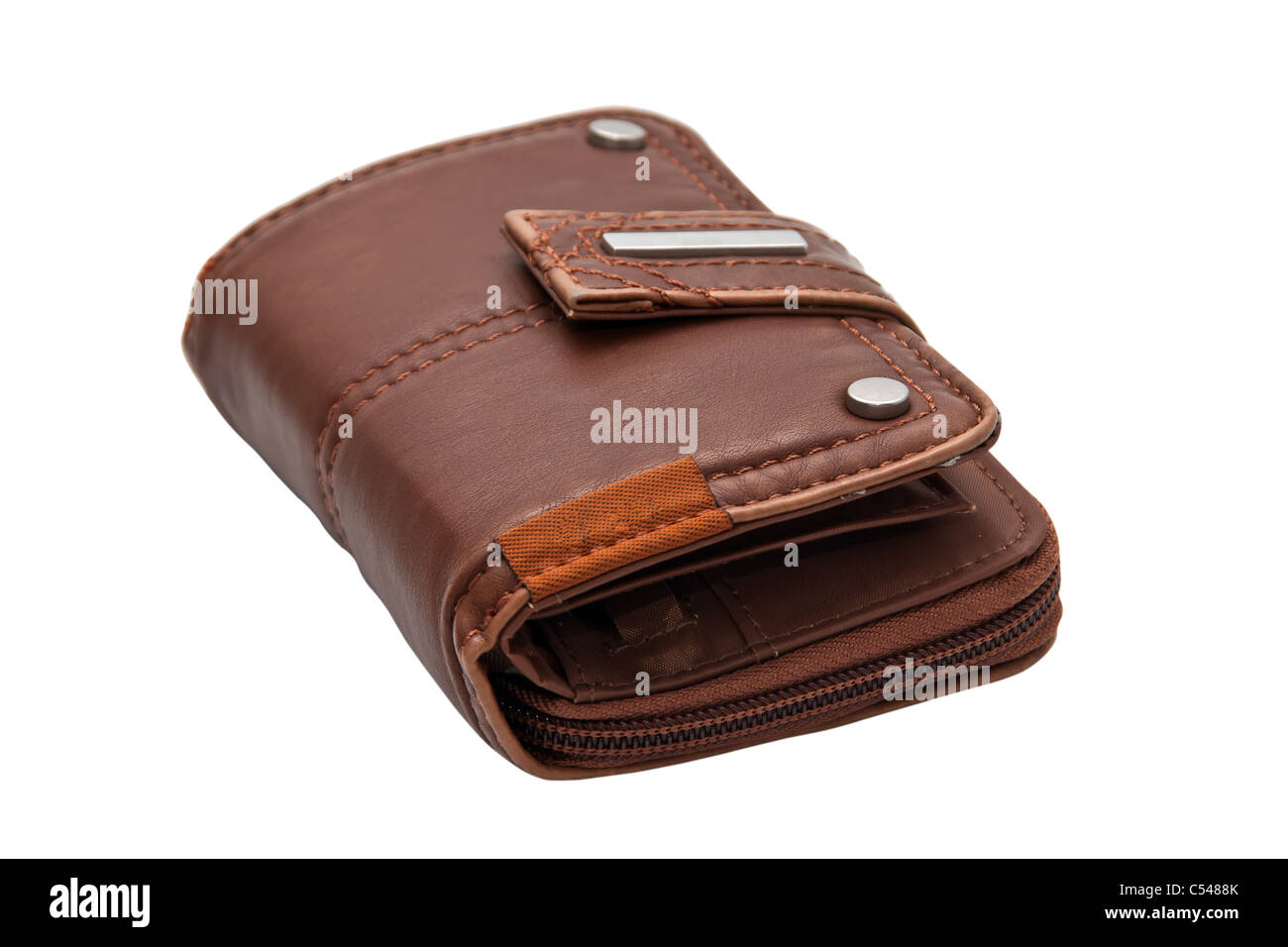 Brown purse, isolated on a white background Stock Photo - Alamy
