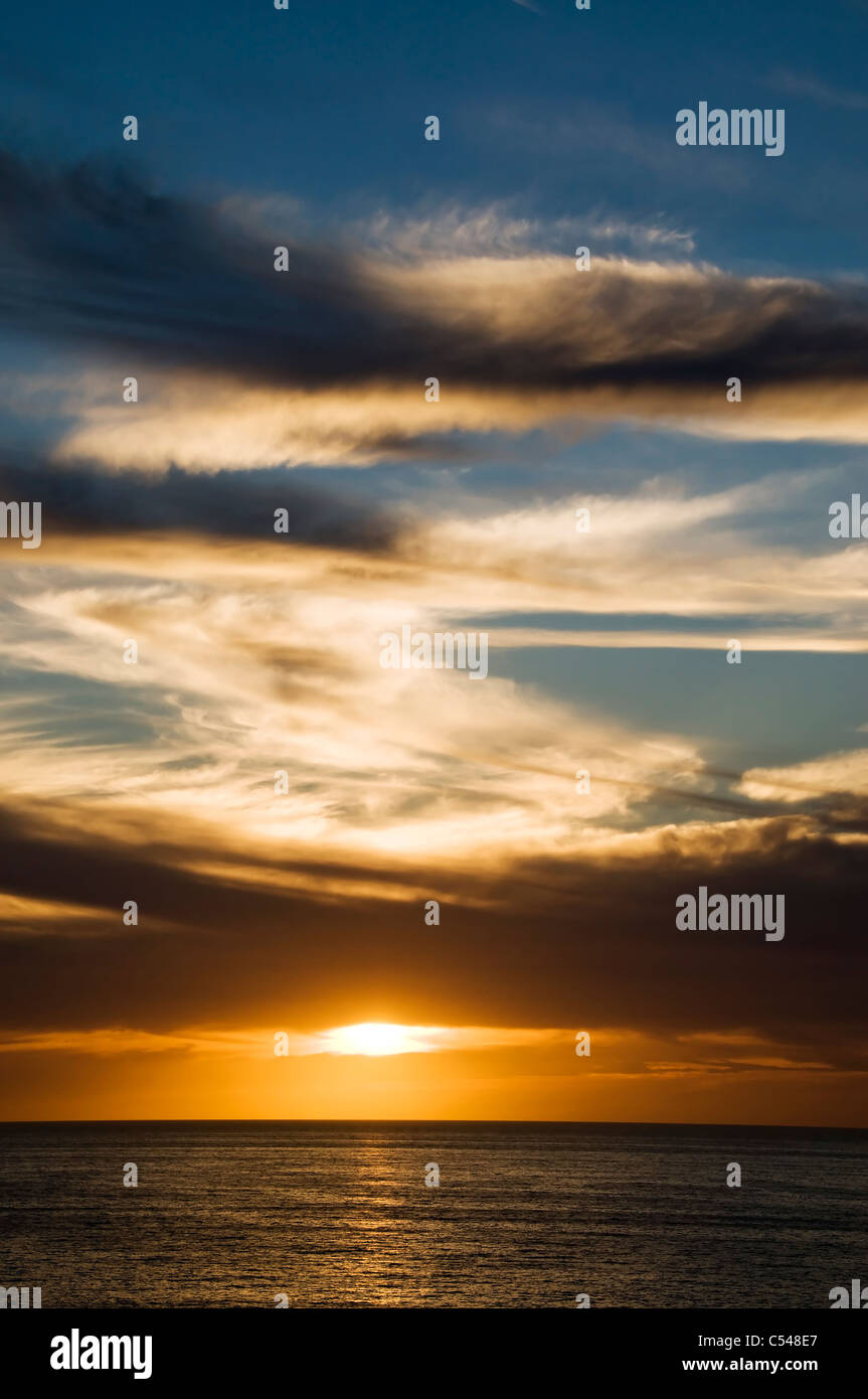 Beautiful sunset and cloudscape over the Pacific Ocean in San Pancho ...
