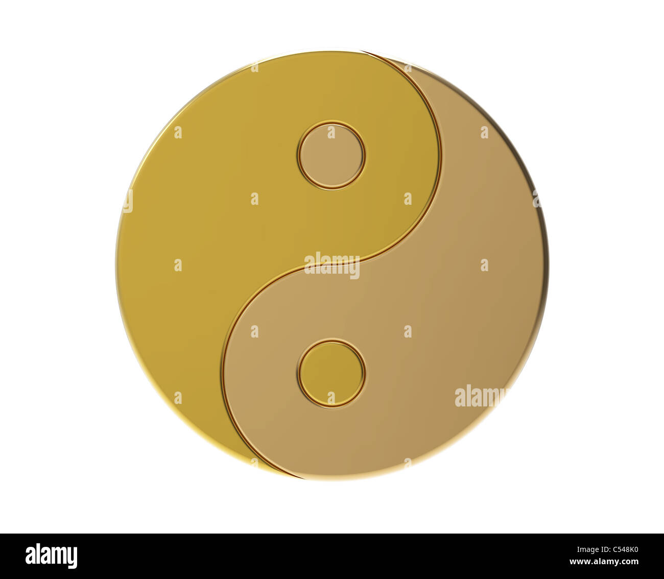 Golden Yin-yang symbol isolated on white, 3d render Stock Photo - Alamy
