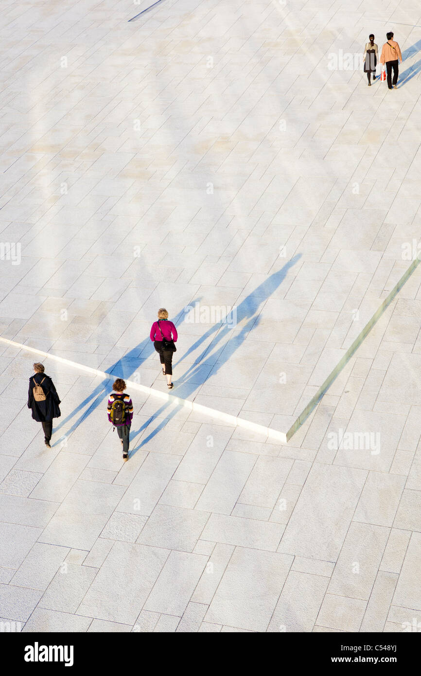 Pedestrians on a town square in aerial view Stock Photo - Alamy
