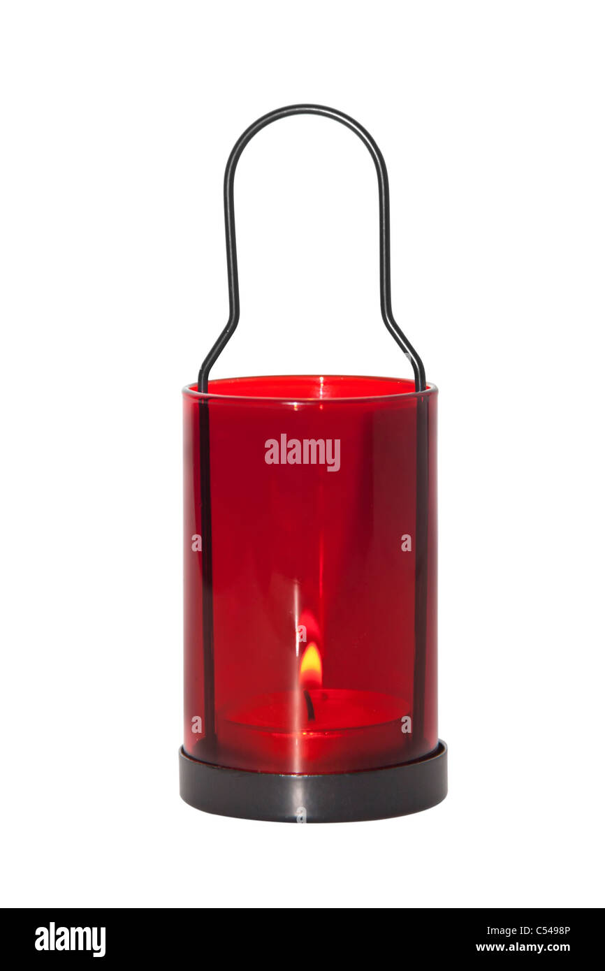 red candle isolated on a white background Stock Photo - Alamy