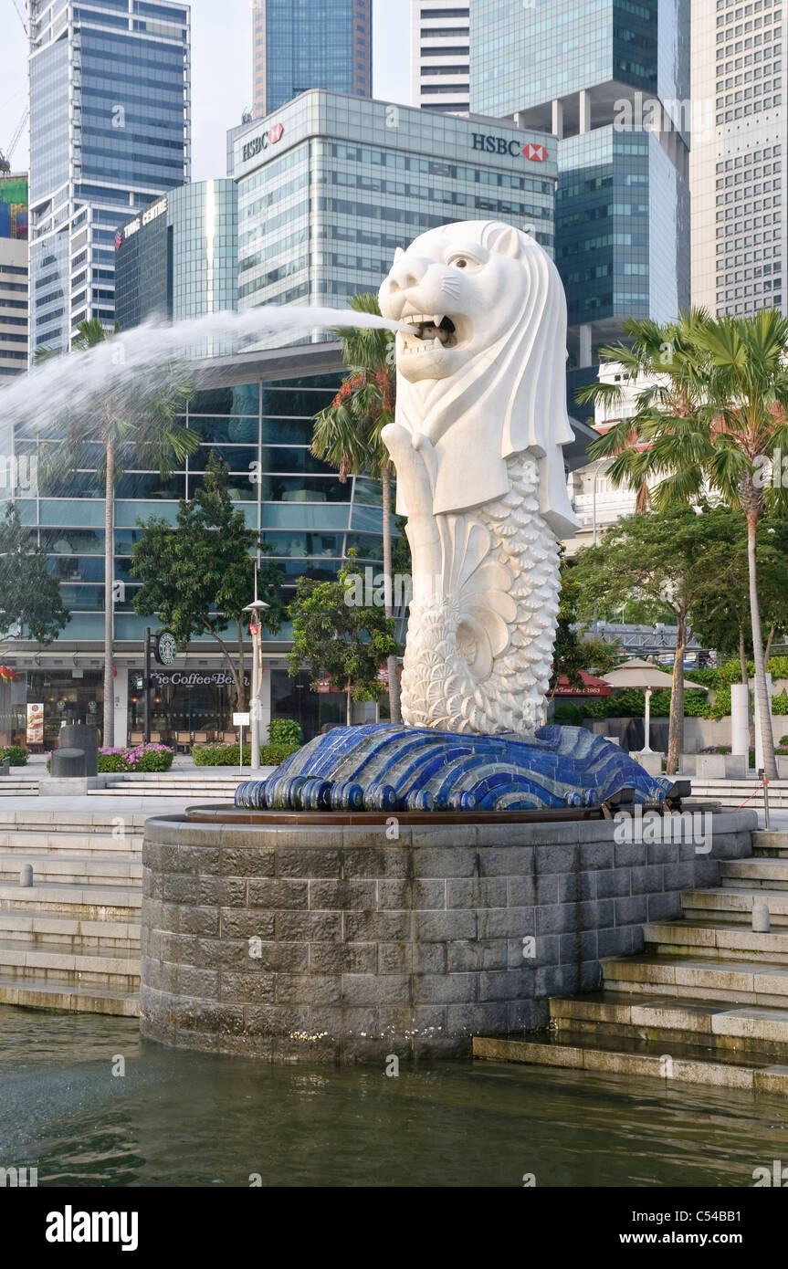 The Merlion at Marina Bay, Singapore landmark of the city designed by ...