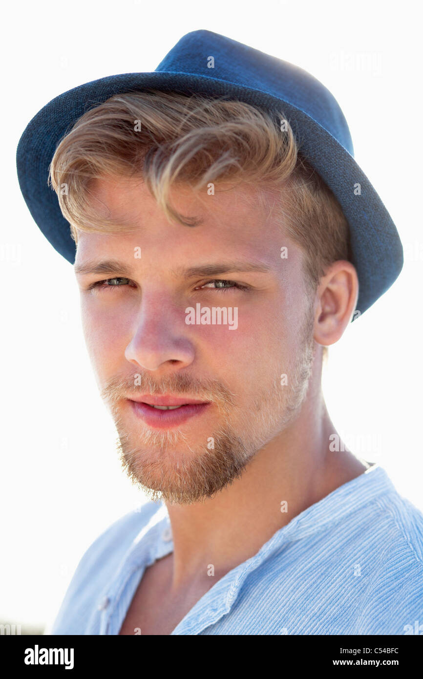 Portrait of a man wearing hat Stock Photo - Alamy
