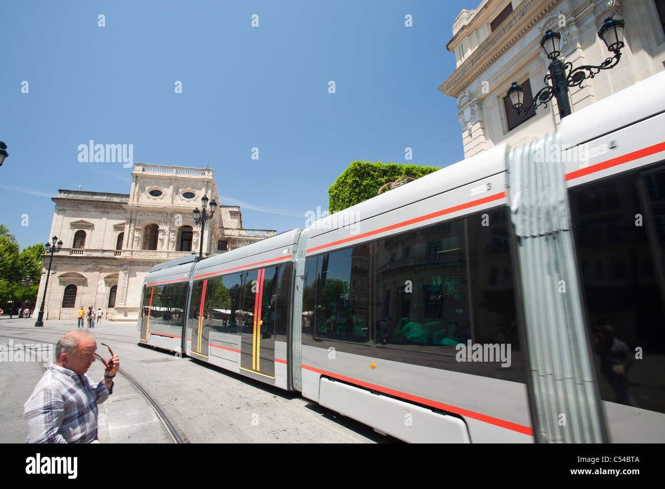 A modern tram in Seville, Spain Stock Photo - Alamy