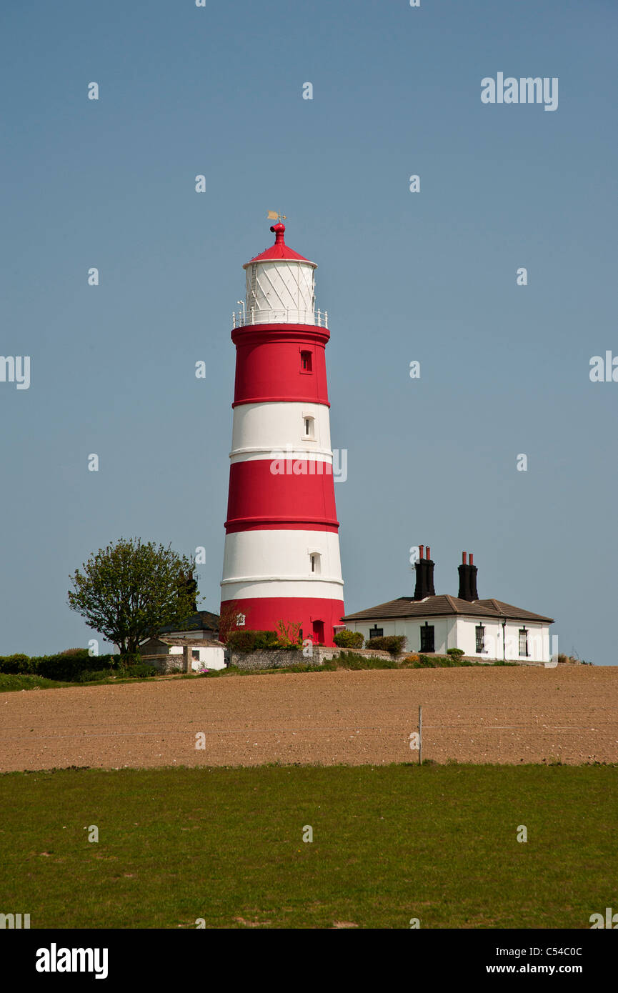 Candy stripe lighthouse in Happisbugh, Norfolk, England Stock Photo - Alamy