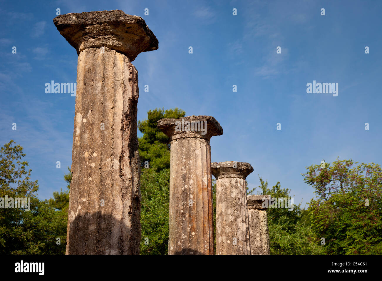 Remaining columns from the Palestra in ancient Olympia Greece, home to ...