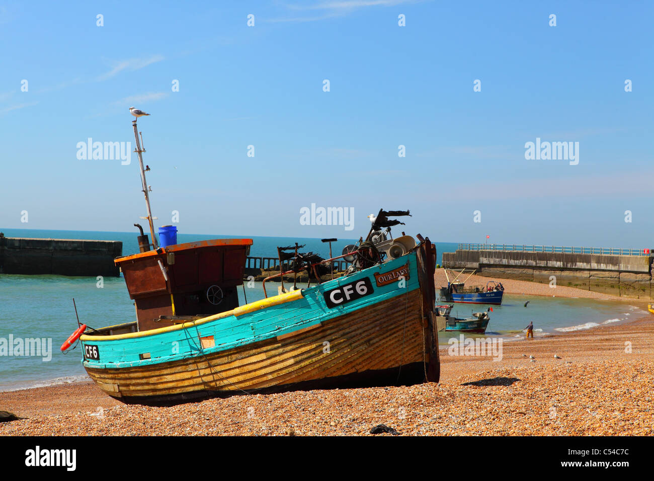 English traditional clinker built fishing boats hi-res stock ...