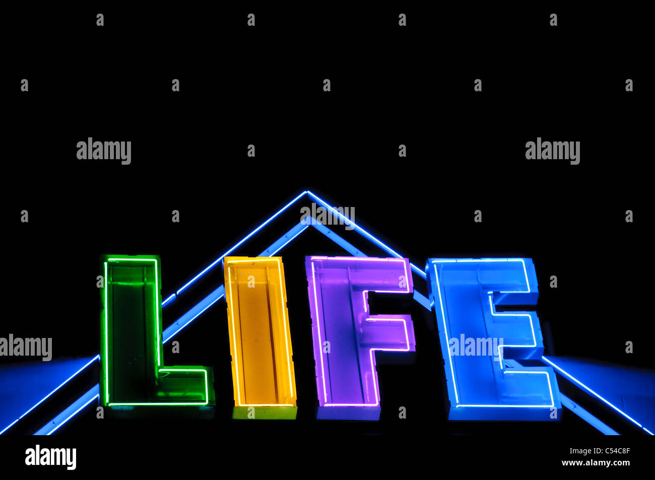 Life, neon sign, Kuala Lumpur, Malaysia, Southeast Asia, Asia Stock ...
