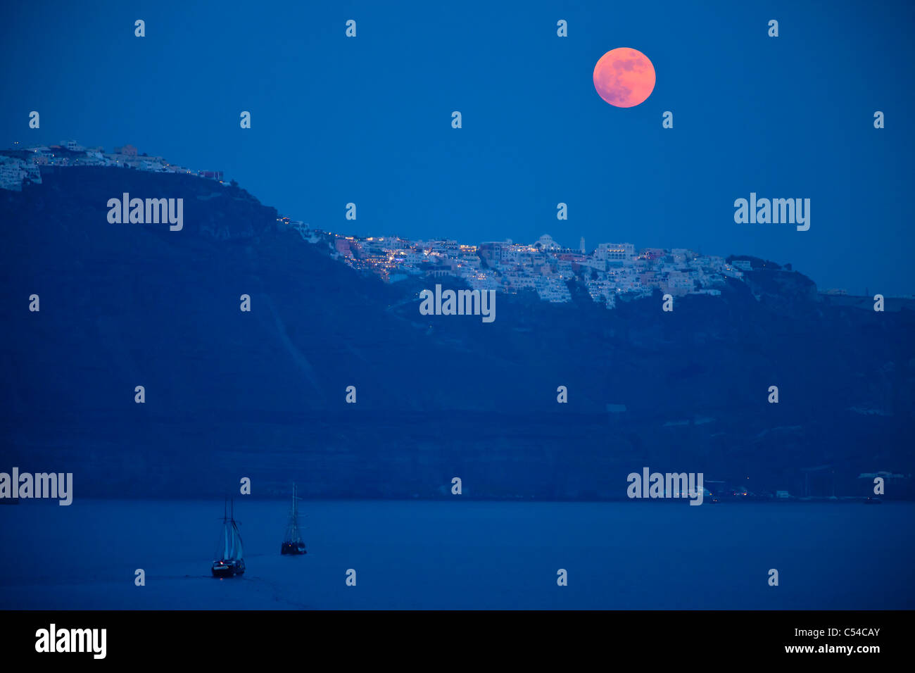 Rising moon greek islands hi-res stock photography and images - Alamy