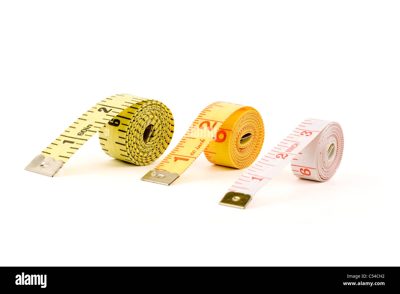 Tape Measures with white background Stock Photo - Alamy