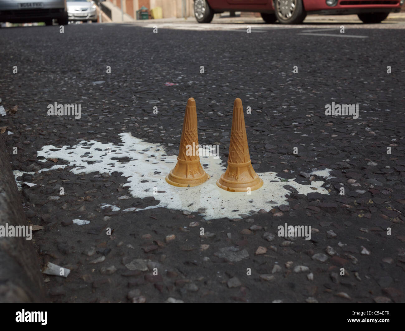 Dropped Ice Cream Cones Stock Photo - Alamy