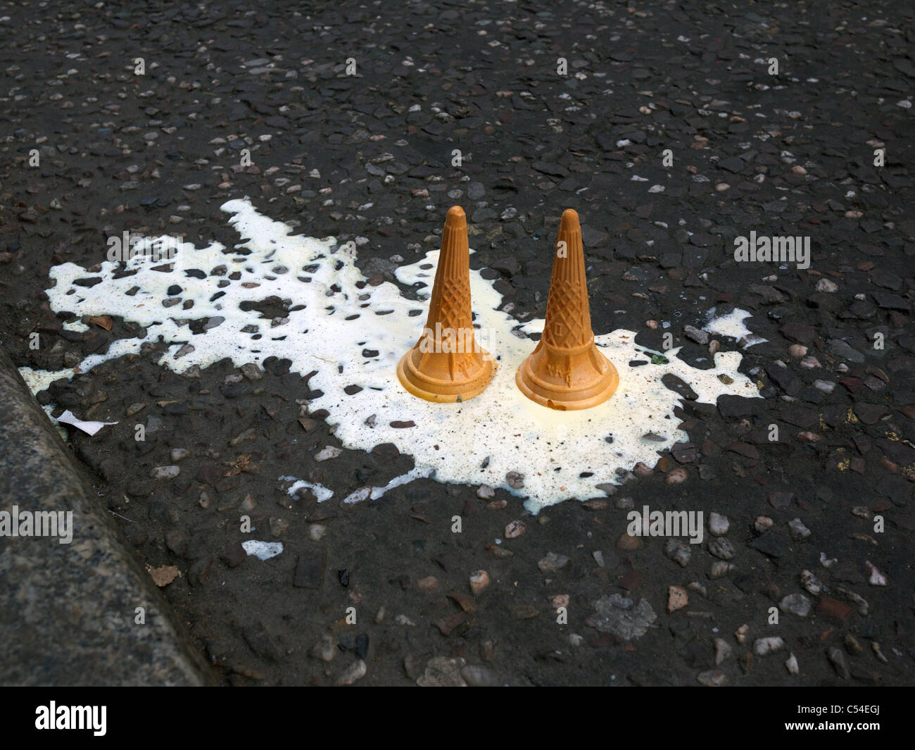 Dropped Ice Cream Cones Stock Photo - Alamy