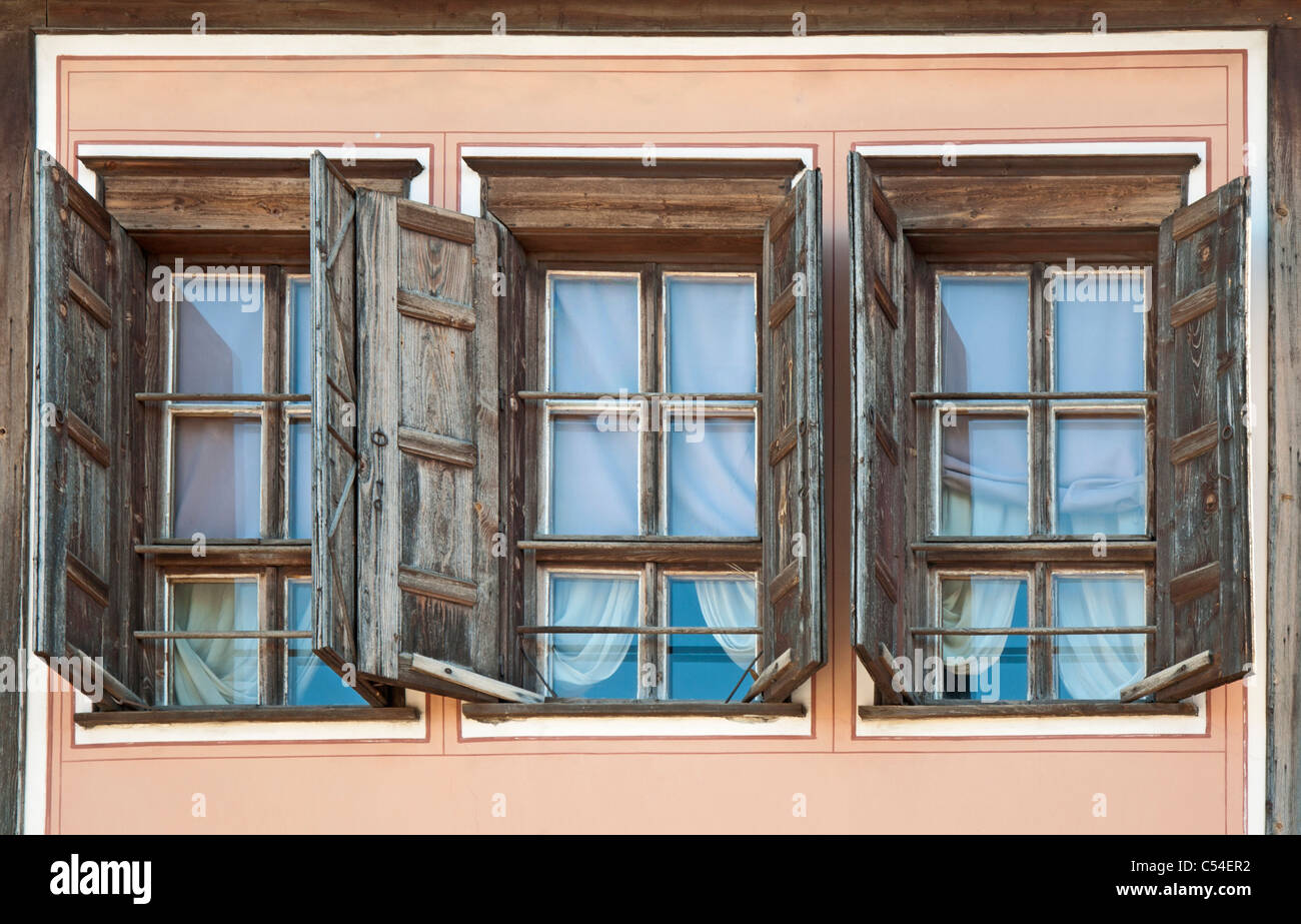 White windows with orange frame hi-res stock photography and images - Alamy