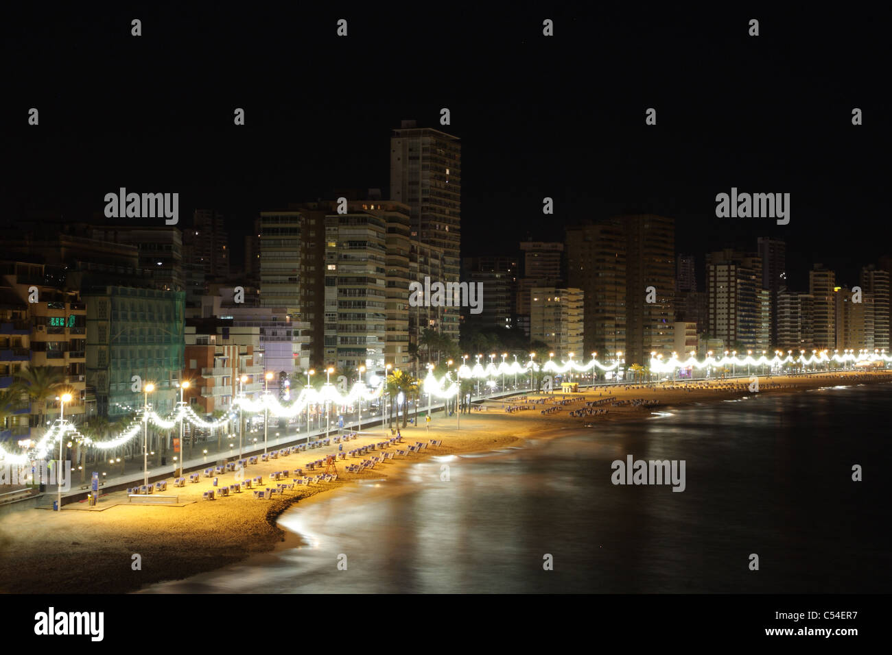 Benidorm at night Stock Photo - Alamy