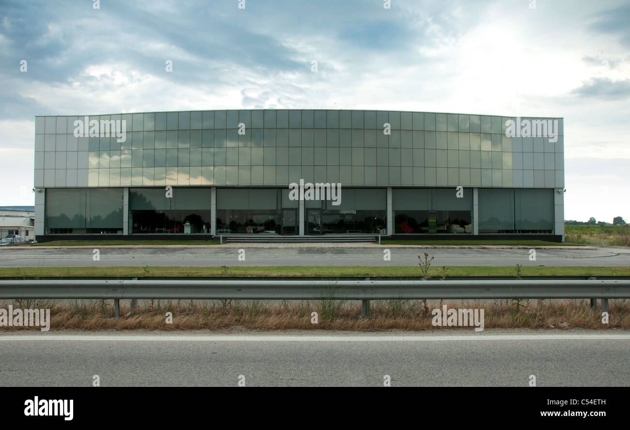 Modern office building. Road in front of Stock Photo - Alamy
