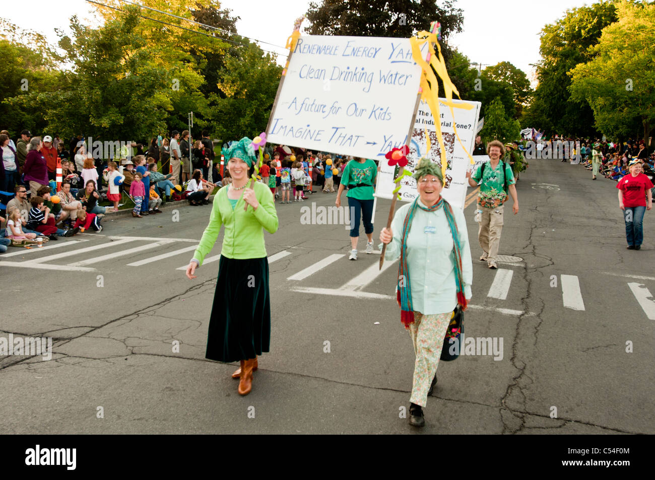 Fracking protest during Ithaca Festival 2011, Women with sign, New York ...