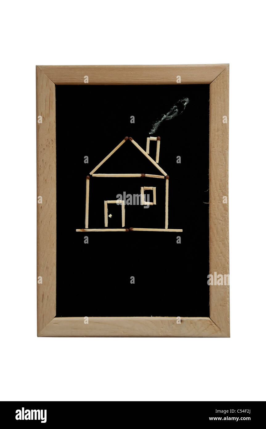 Wooden house on black Cut Out Stock Images & Pictures - Alamy