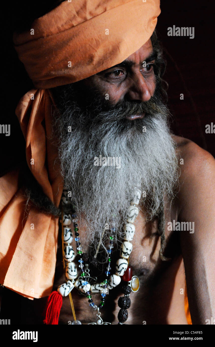 A sadhu (Hindu holy man) at the Kumbh Mela festival in India Stock ...