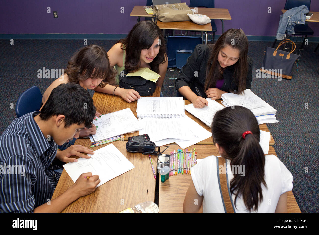 High School Students Working In Groups