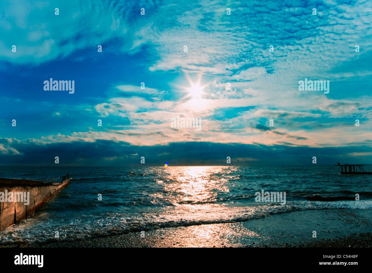 Beautiful Sunset at Sea Stock Photo - Alamy