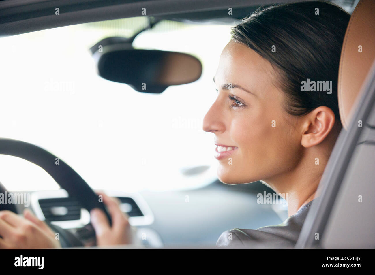 Woman test driving showroom hi-res stock photography and images - Alamy