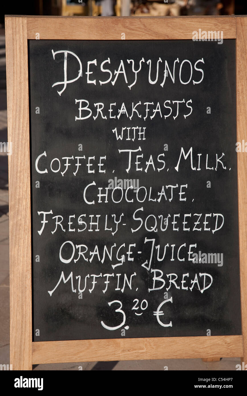 Spanish breakfast menu hi-res stock photography and images - Alamy