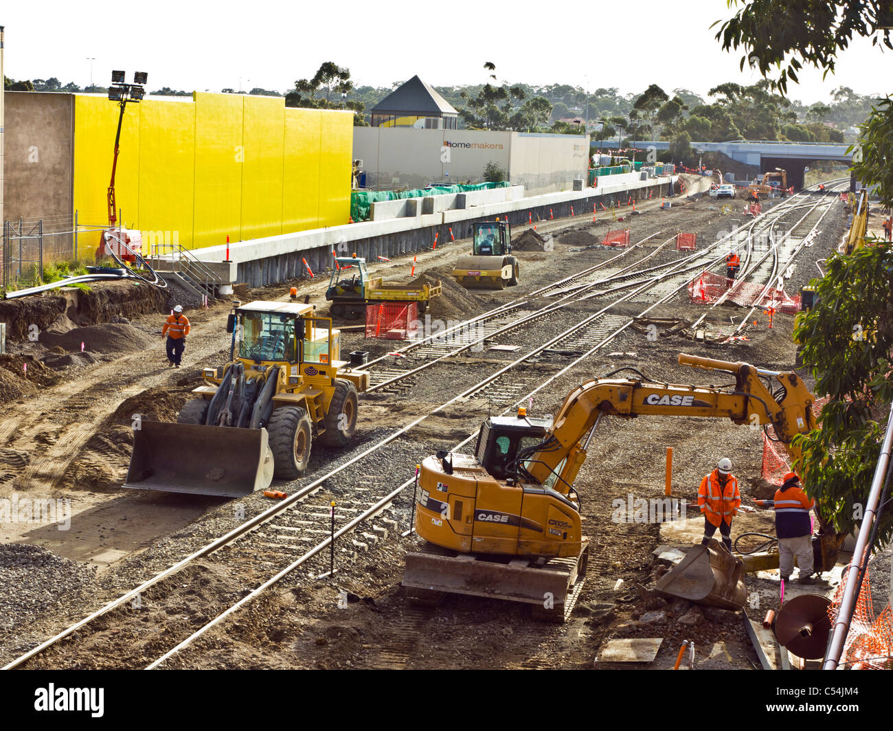 Excavation work at railway upgrade underway Stock Photo - Alamy