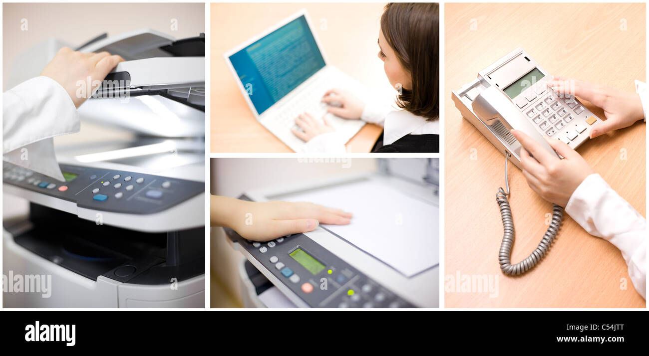 Office collage made of four images Stock Photo - Alamy