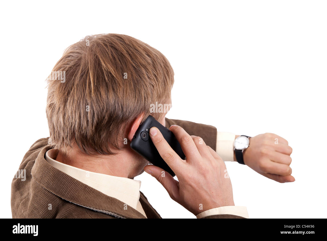 Man with cellphone from back Stock Photo - Alamy