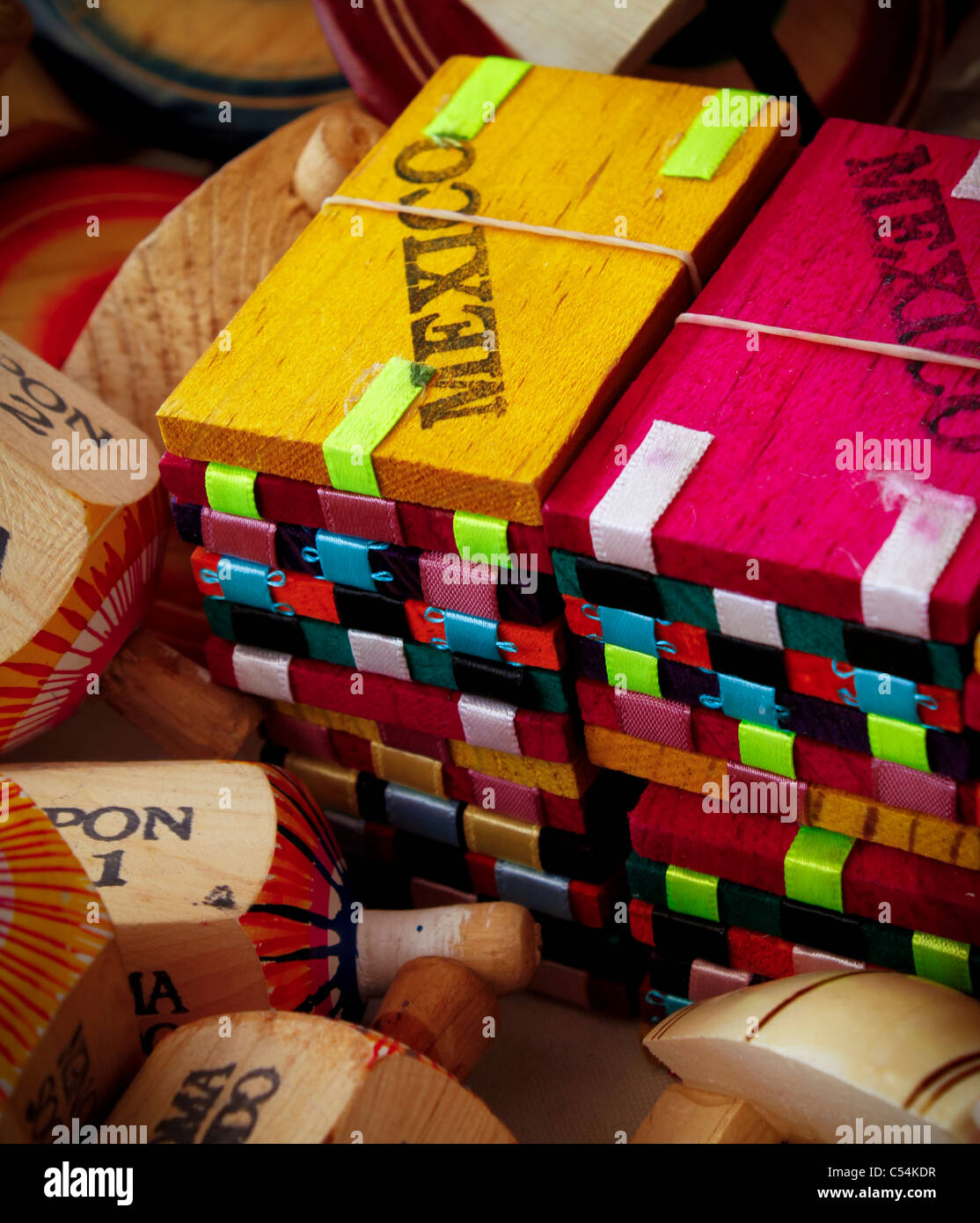 Colorful Mexican tablitas on display at open market Stock Photo - Alamy