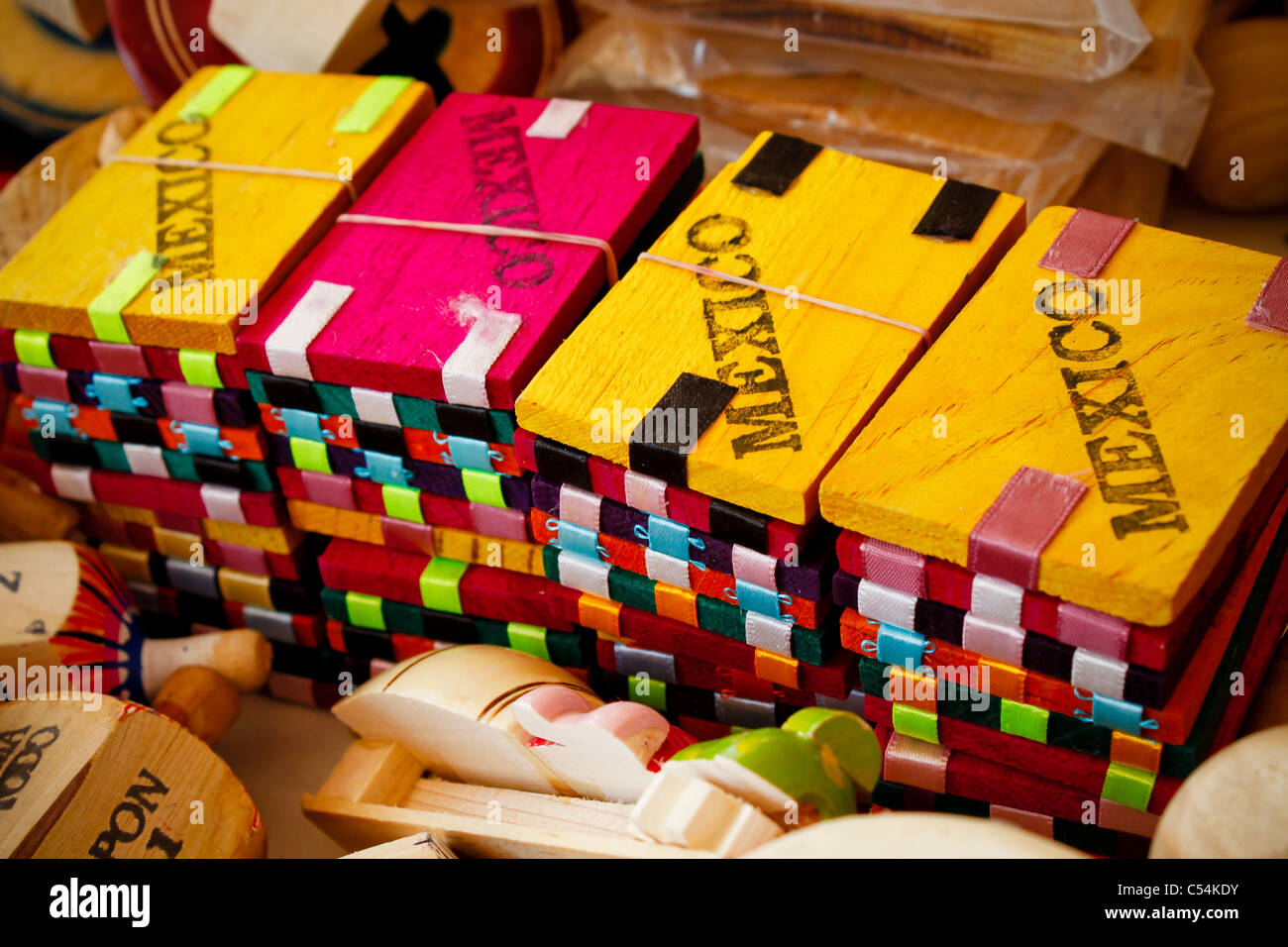Colorful Mexican tablitas on display at open market Stock Photo - Alamy