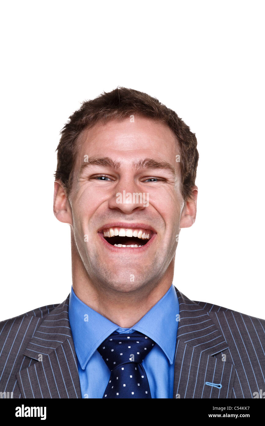 Photo of a businessman with a laughing expression on his face, headshot ...
