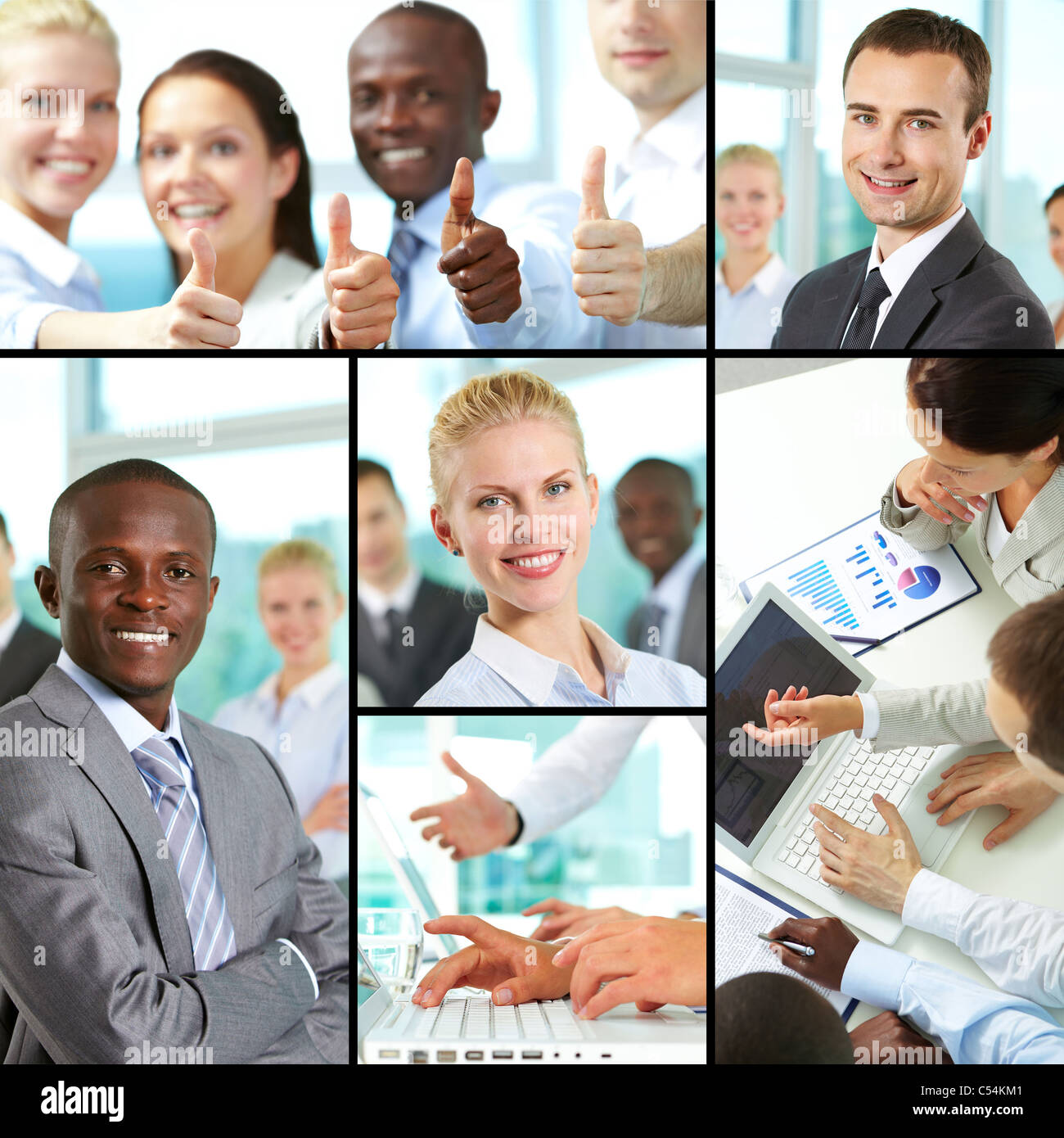 Collage of business people at work and leaders Stock Photo - Alamy