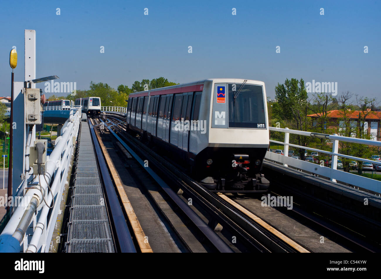 Toulouse, France, Front Automatic Metro Train Entering in Station ...