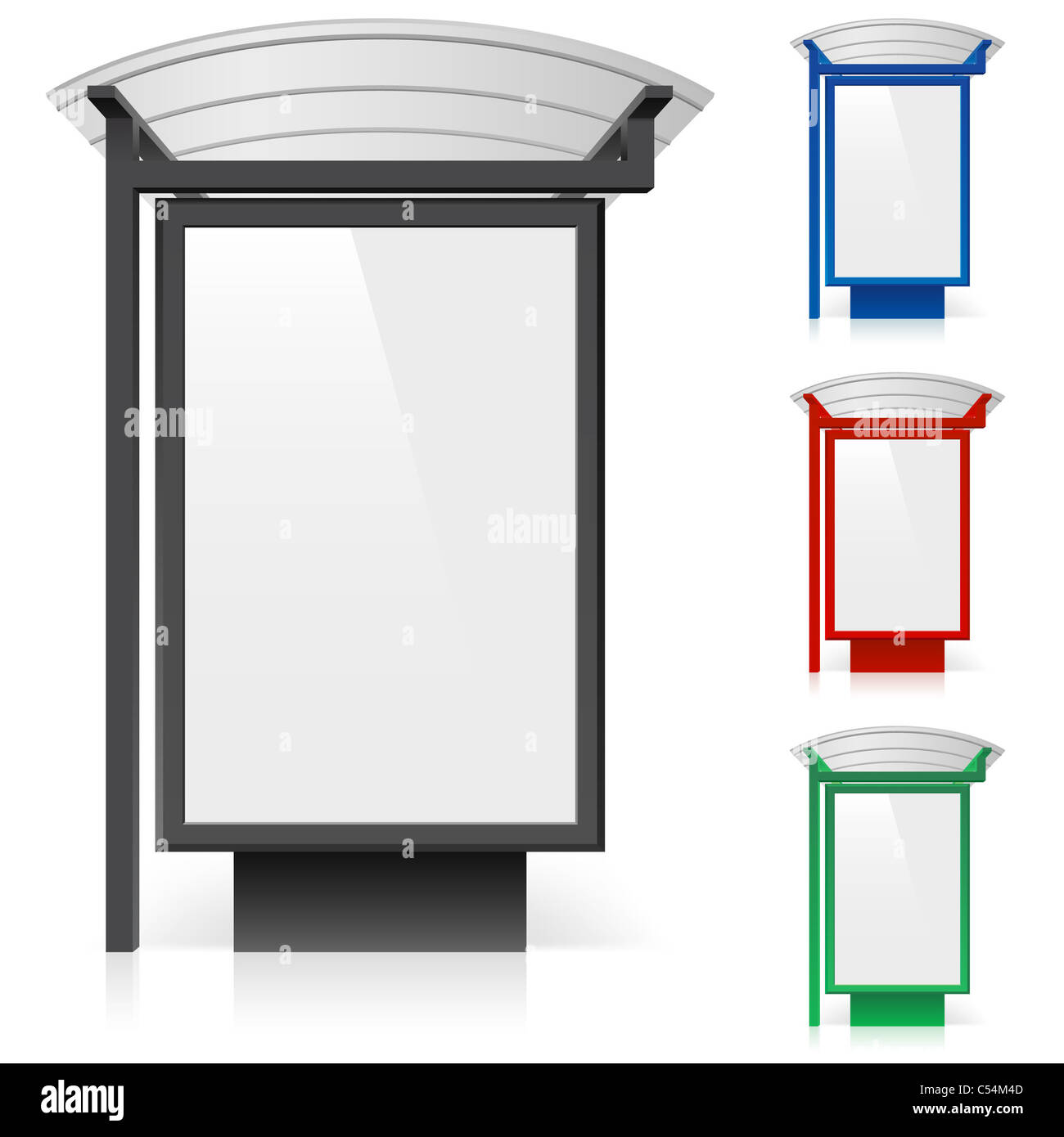 A billboard at a bus stop in different colors. Illustration on white ...