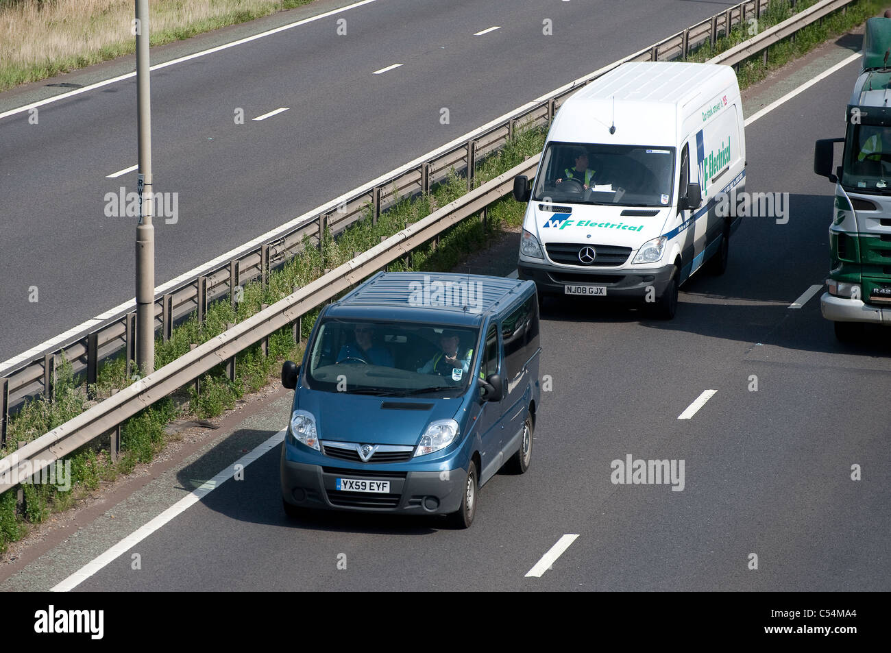 Van travelling at speed too close to the van in front on a dual ...