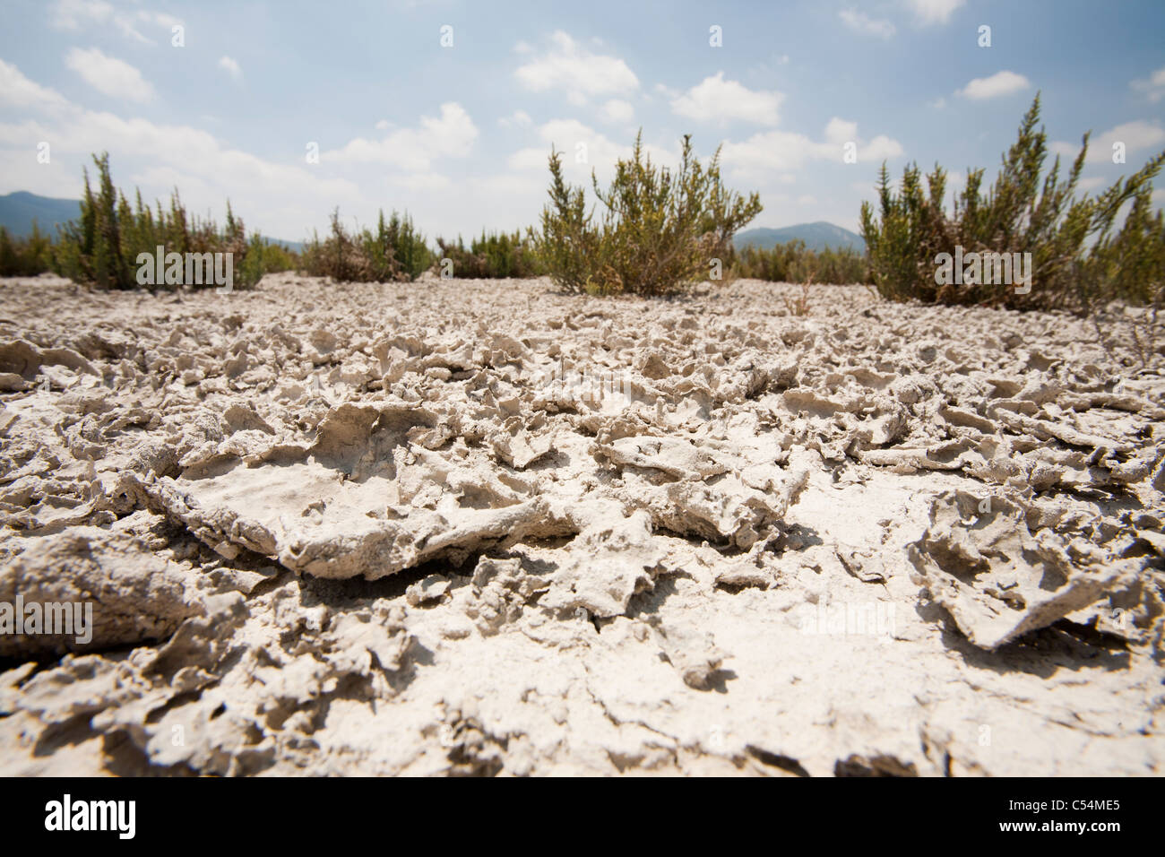 The dried up lake bed of the salt lake at Salinas in Murcia Spain Stock ...