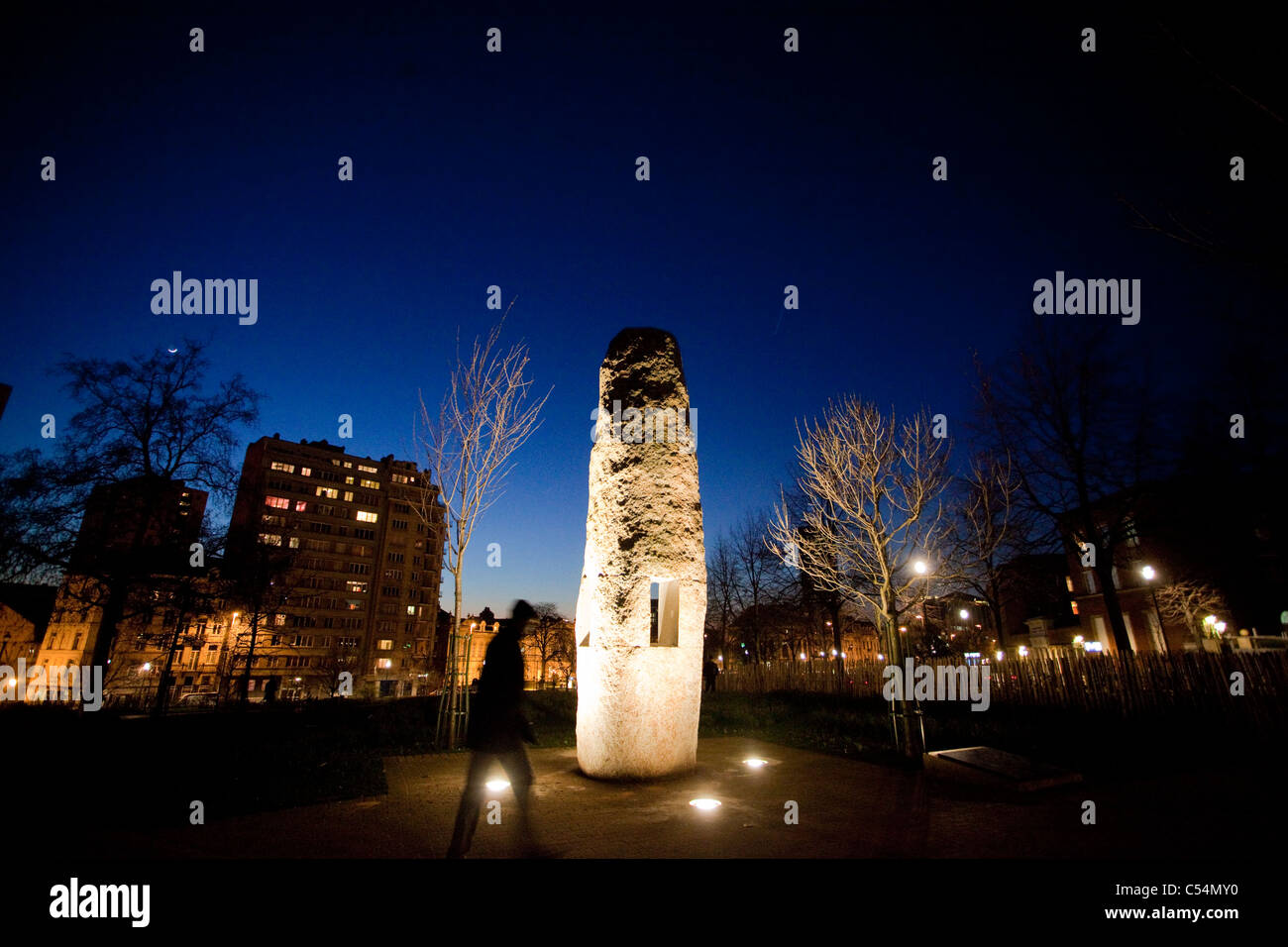 Porte de Hal pictured at night Stock Photo - Alamy