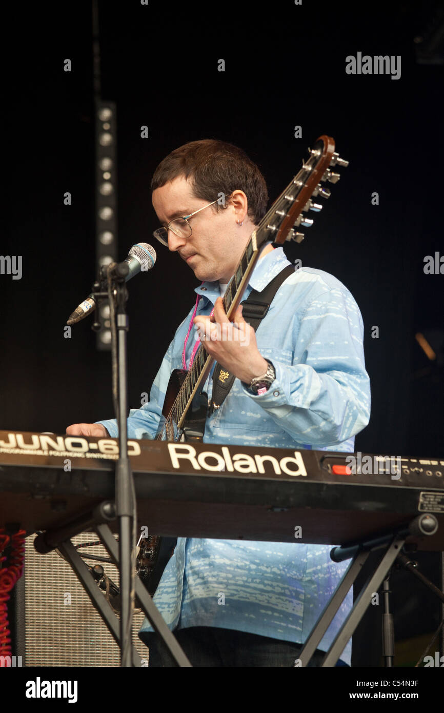 Alex Taylor of Hot Chip performing on the Park stage at Glastonbury ...