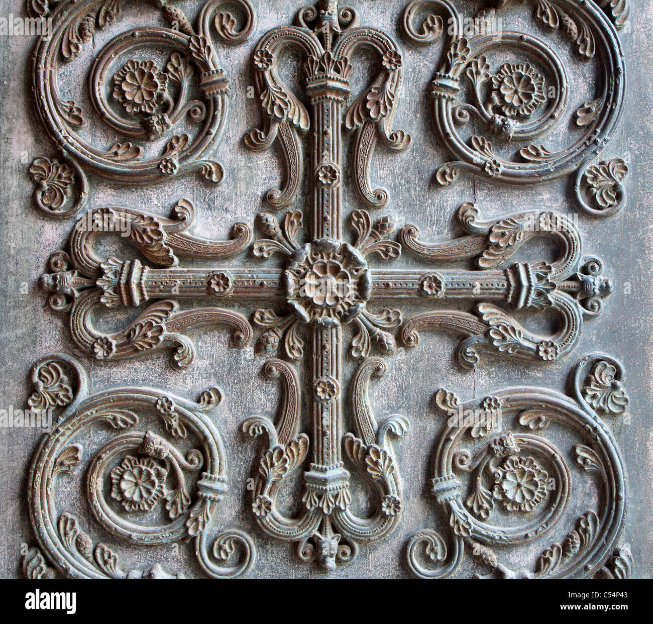 Paris - detail of gate of Saint Denis - first gothic cathedral Stock ...