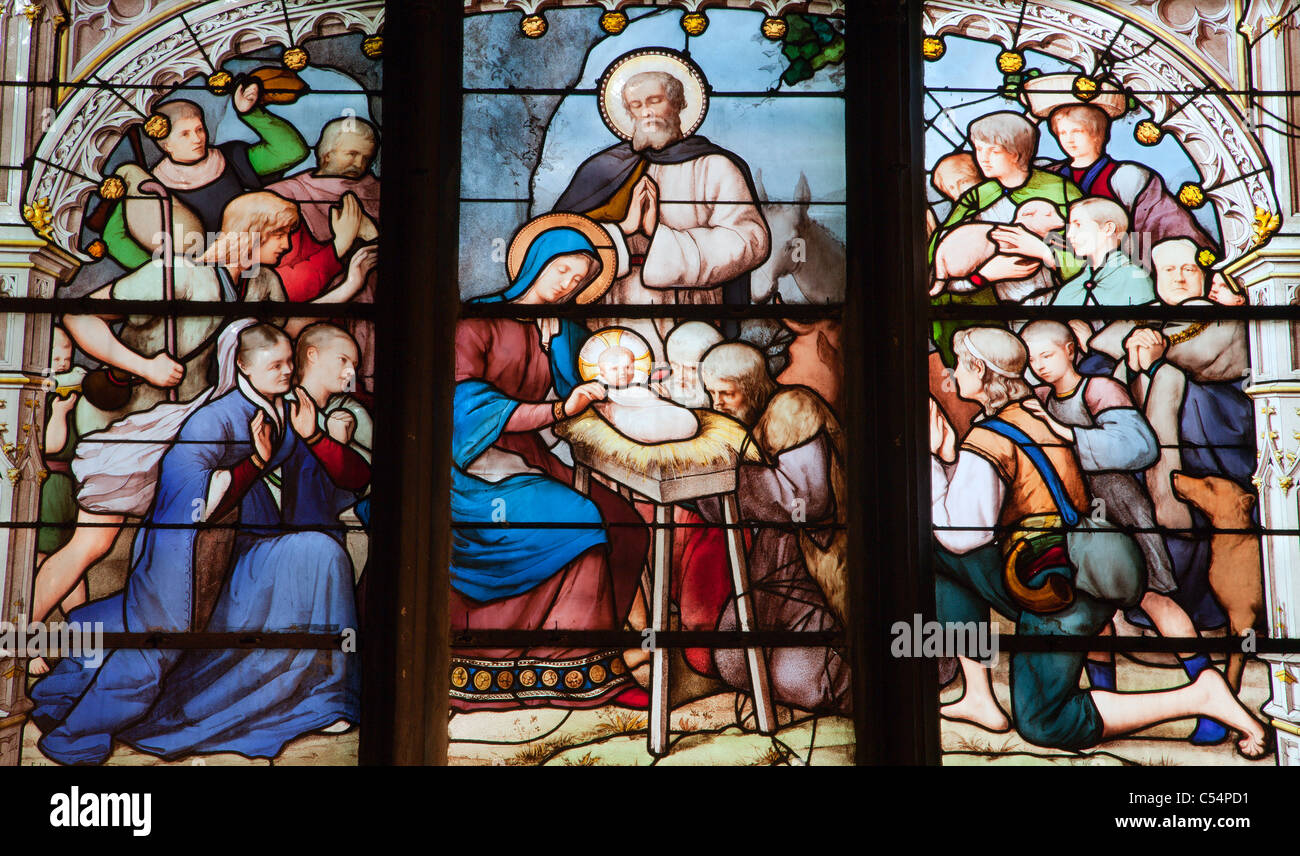 Paris - windowpane from Sanit Severin gothic church - Christmas Stock ...