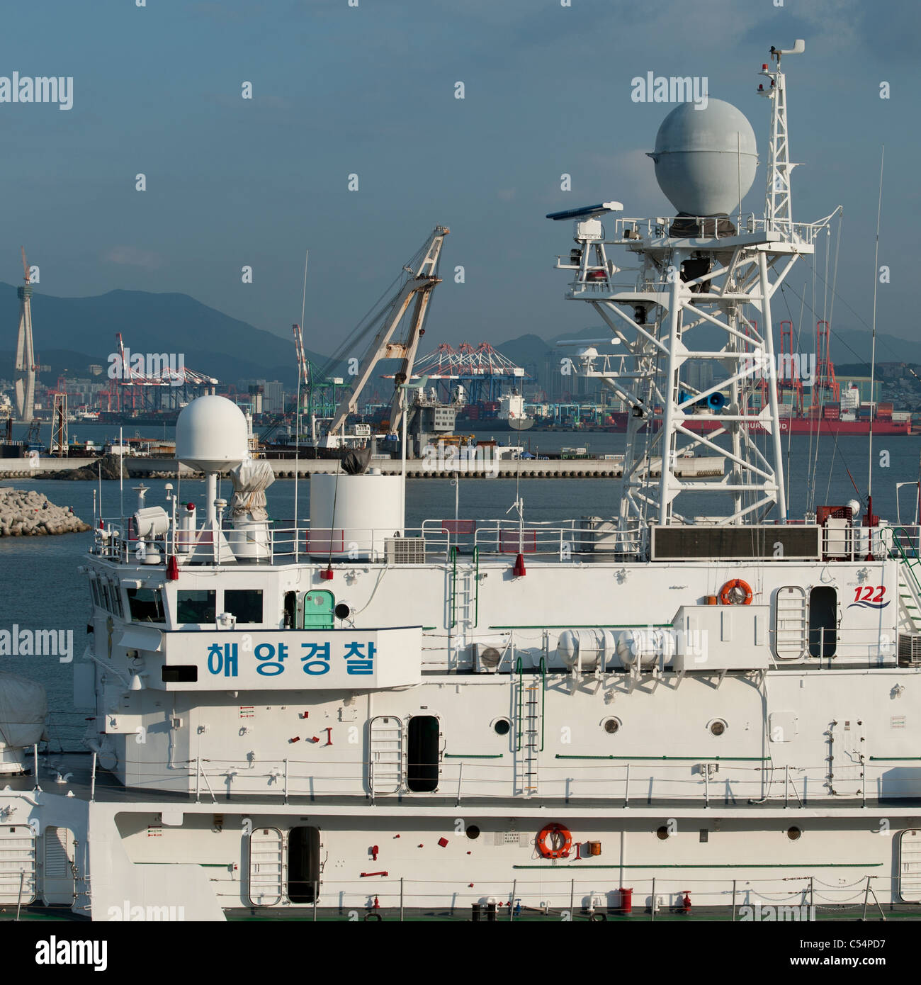 Coast guard ship at Busan Harbor, Busan, Yeongnam, South Korea Stock ...