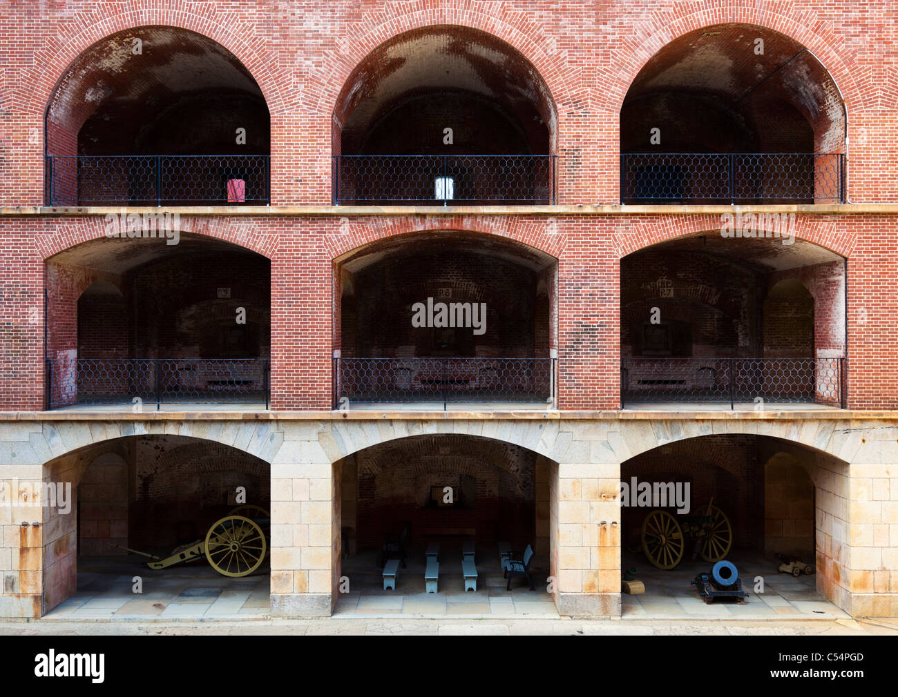 Fort Point National Historic site arches inside the fort build in the ...