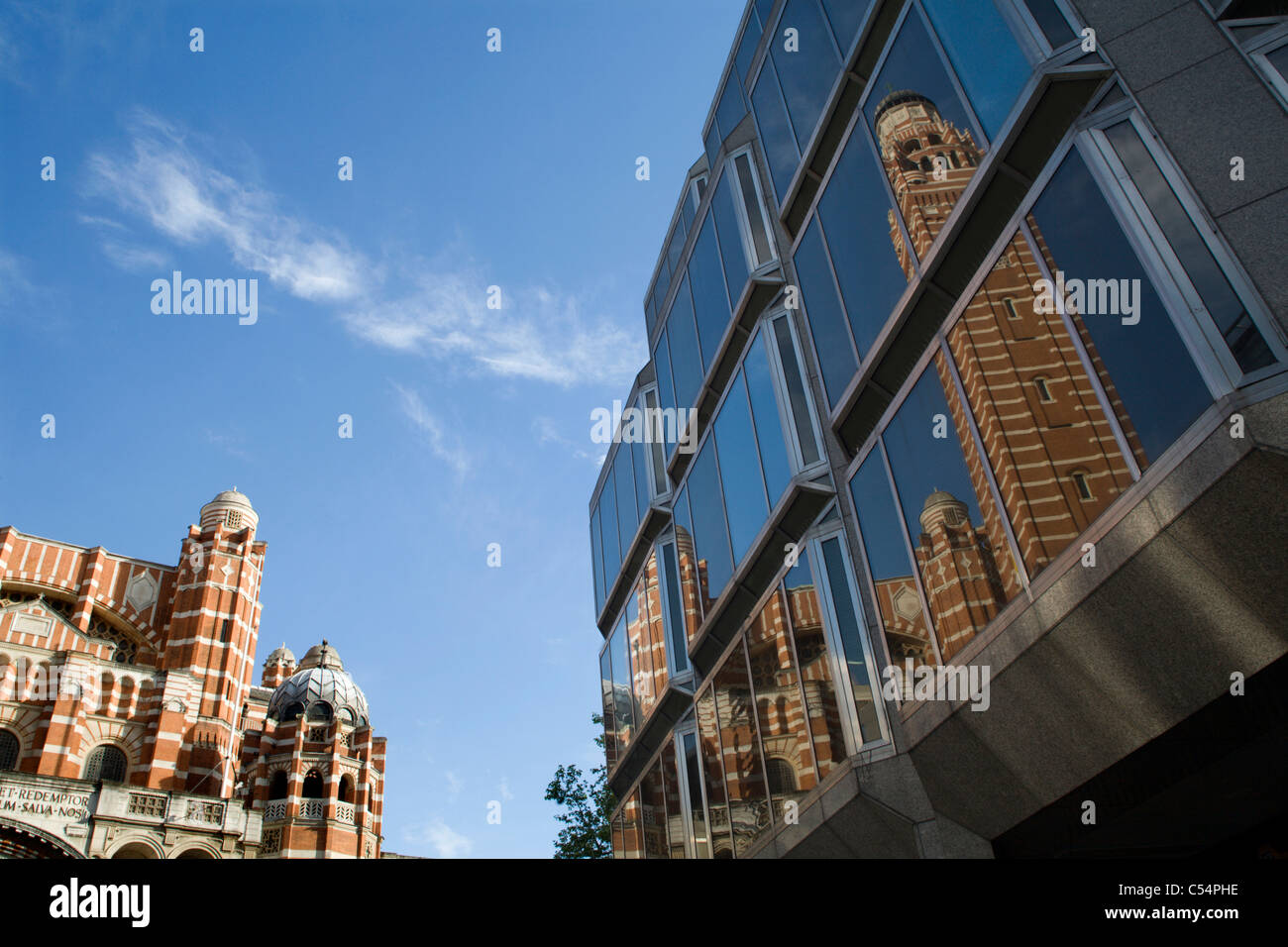 London - mirror of catholic Westminster cathedral Stock Photo - Alamy