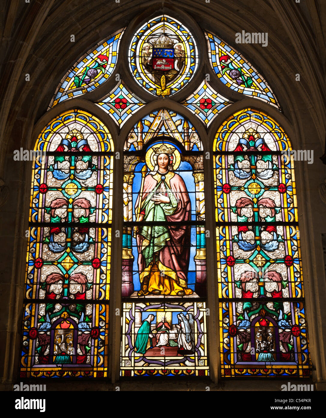 Paris - windowpane from Saint Germain-l'Auxerrois gothic church ...
