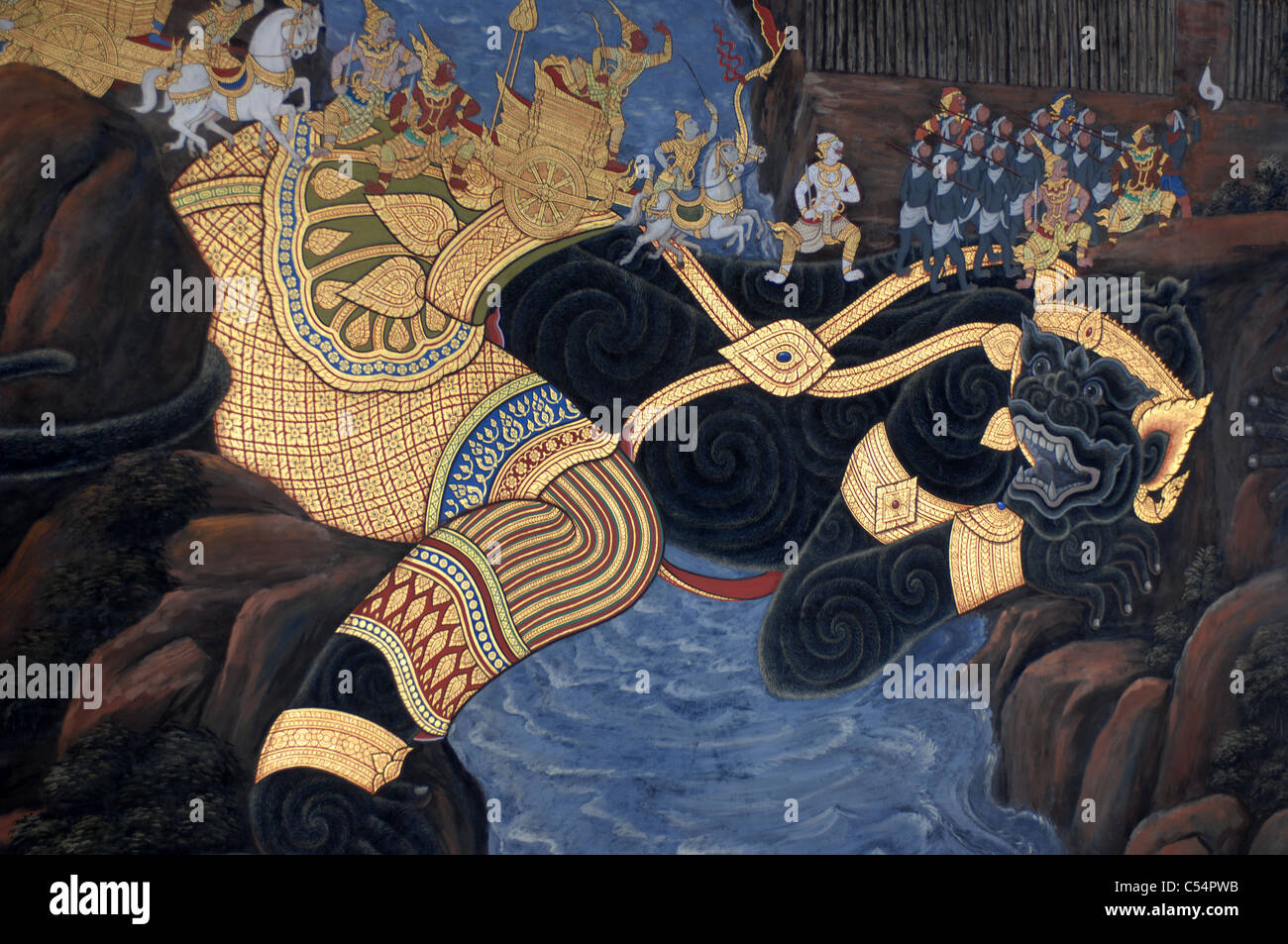 Traditional thai painting battle scene hi-res stock photography and ...