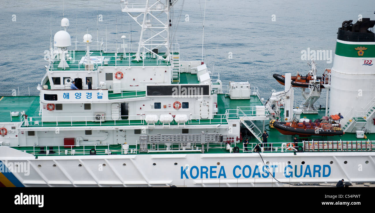 Coast guard ship at Busan Harbor, Busan, Yeongnam, South Korea Stock ...