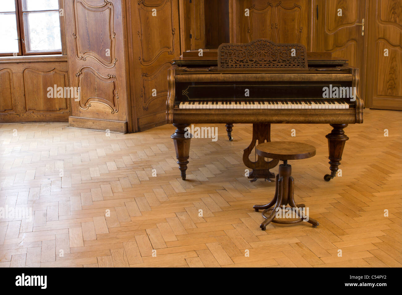 old piano on old castle Stock Photo - Alamy